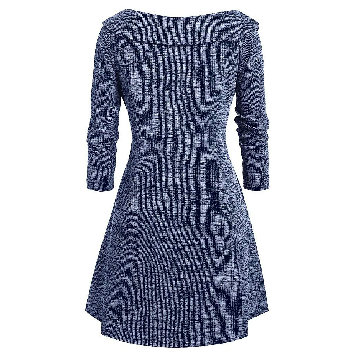 CapsA Women Halloween Gothic Sweatshirts Dress Long Sleeve High Low Pullover Plus Size V-Neck Tunic Plunging Neck Sweater Blue