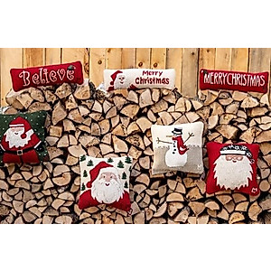 Chandler 4 Corners Artist-Designed Snowman in Stitches Hand-Hooked Wool Decorative Throw Pillow (18” x 18”) Christmas Pillow for Couches & Beds - Low Maintenance-Winter Holiday Square Home Décor