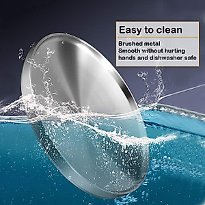 Sumerflos 304 Stainless Steel Dinner Plate, 9" Double-layer Round Dessert Plate, Serving Camping Salad Plate for Homr Kichten, Outdoor Camping, Snack and BBQ - Set of 4