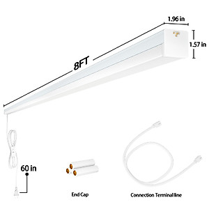 AntLux Linkable 8FT LED Shop Lights, 110W 8 Foot Ceiling Light [6-lamp T8 Fluorescent Equiv.], 12000LM, 5000K, Compact 96” LED Strip Lights for Warehouse Garage, Hanging & Flush Mount, Plug in, 4 Pack