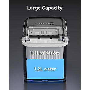 CROWNFUL Ice Maker Machine for Countertop, 9 Bullet Ice Cubes S/L Ready in 7 Minutes, 26lbs/24H, Auto self-Cleaning, Portable Small Ice Maker with Scoop and Basket, Silver