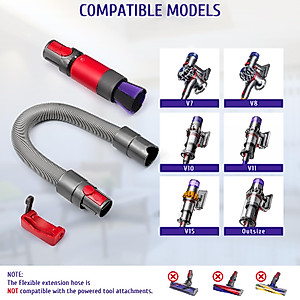 Dusting Brush + Flexible Extension Hose Compatible with Dyson Outsize V7 V8 V10 V11 V15 Vacuum Cleaner, Scratch-free Dusting Brush Bristle Dust Removal Brush, Cordless Vacuum Replacement Parts