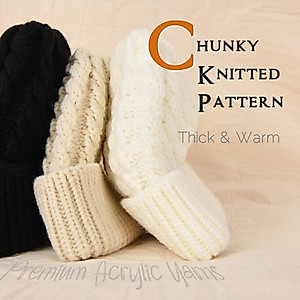 FURTALK Winter Beanie Hat for Women Warm Thick Cotton Lining Knit Bobble Skull Cap Fur Pom Pom Hats for Women