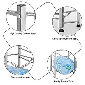 4-Tier Water Bottle Holder Water Jug Rack - 5 Gallon Water Bottle Storage Rack Jug Holder - Heavy Duty Bottle Buddy, Silver