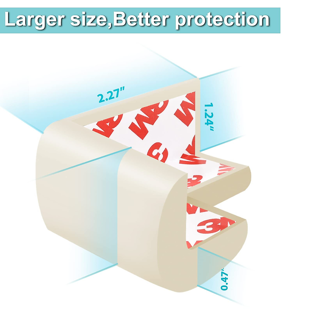 12 Pack Soft Corner Protector Baby Proofing Edge and Corner Guards, Safety Pre-Taped Rubber Foam Furniture Bumper for Fireplace, Table, Stair, Cabinet (Off White)