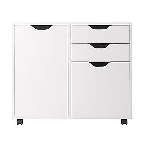 Winsome Halifax Storage Mobile Cabinets, 1 Large Door, 3 Drawers, for Home Office, White