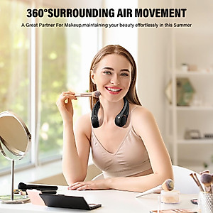Portable Neck Fan Rechargeable, Personal Neck Cooling Fan, Hands Free Bladeless Fan, Ultra Quiet, 3 Speeds Adjustable Strong Wind, 4000 mAh Battery Operated, Gifts for Men Women Mom Dad(Black)