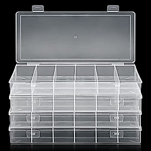 WYOMER 4 Pack 6-Grids Plastic Fishing Tackle Bait Hooks Storage Box Mascara Brushes Container Plastic Storage Organizer Container for Crafts, Beads Earrings