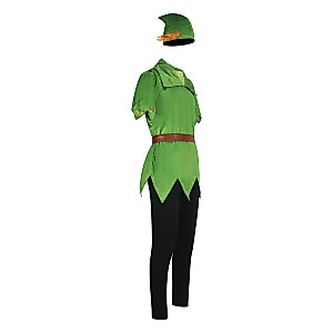 LILLIWEEN Peter Pan Costume Elf Outfit Halloween Cosplay Suit for Men Women 2XL