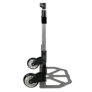 Folding Hand Dolly Truck 170 lb Capacity Aluminum Luggage Carts W/Free Bungee Cord, Collapsible (Black)