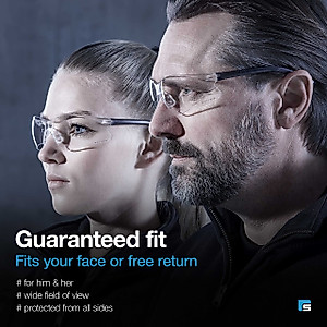 SolidWork Safety Glasses Clear Lens with Side Shields, Anti Fog, Anti Scratch, Anti-Glare, Protective Eyewear for Men & Women