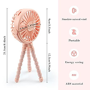 Keweis Mini Handheld Stroller Fan Octopus Fan Baby Fan with Flexible Tripod Wrapped on Stroller, Car Seat, Student Bed, Bike USB Rechargeable Fan, Desk Fan for Office and Baby Room or Outdoor