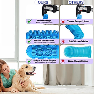 1TO3GO Finger Toothbrush for Dogs, Silicone Dog Toothbrush, Dog Teeth Cleaning Kit Protects Gums Dog Dental Care (Multi-Color Orange or Pink, 4-Pack)