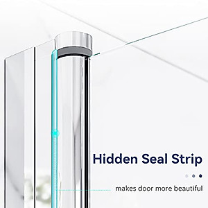 ELEGANT 32 in. W x 72 in. H Pivot Swing Shower Door, 1/4 in.Clear Glass Frameless Shower Door, Chrome Finish