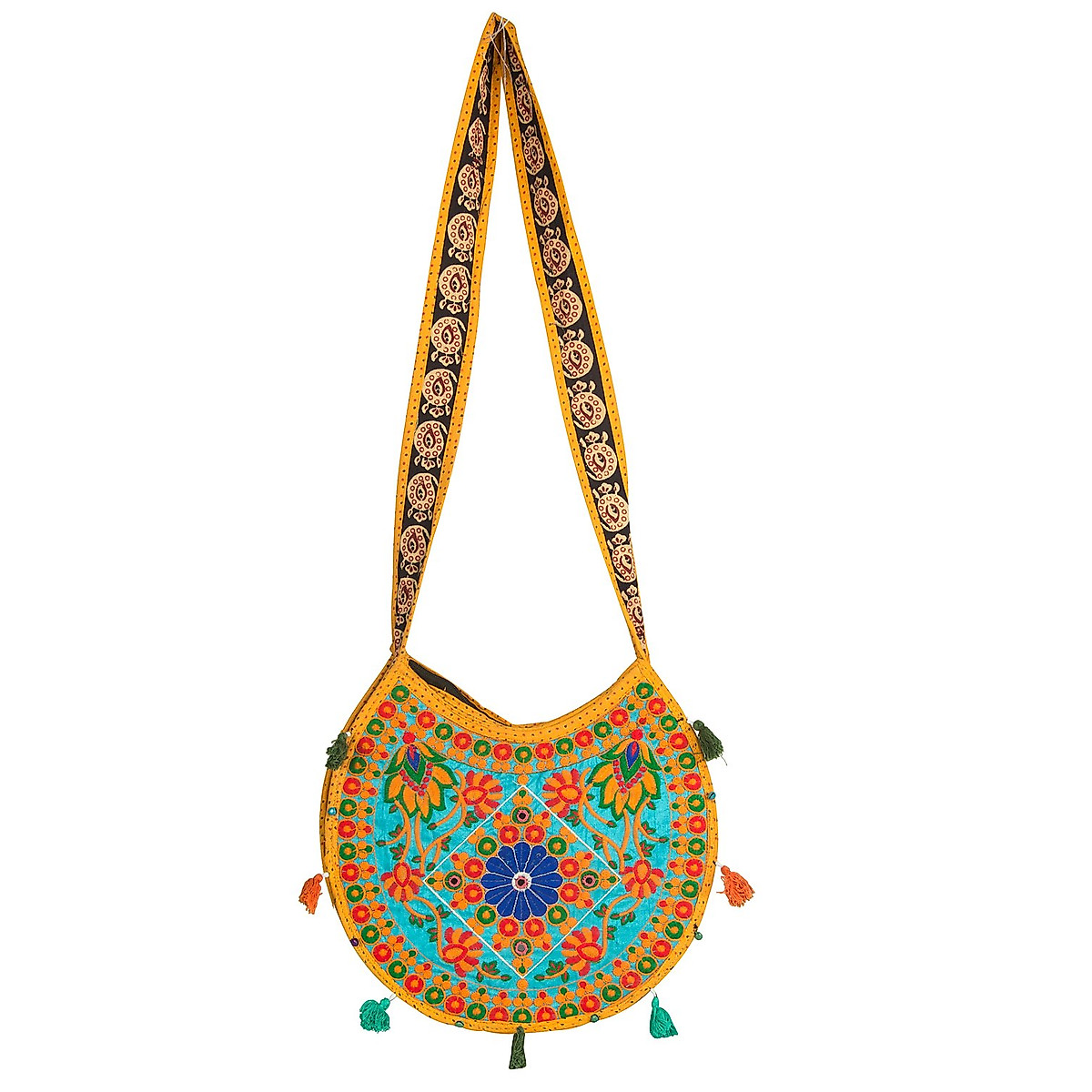 Floral Colorful Shoulder Bag Crossbody Hobo Satchel Hippie Boho Fashion Women Functional Stylish Everyday (Yellow Floral)