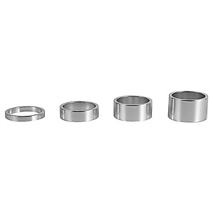 Keenso Headset Spacer, 4 Colors 4Pcs/Set 5mm/10mm/15mm/20mm Aluminum Alloy Headset Spacer Bike Front Stem Fork Washer for 28.6mm Front Stem Fork(Silver)