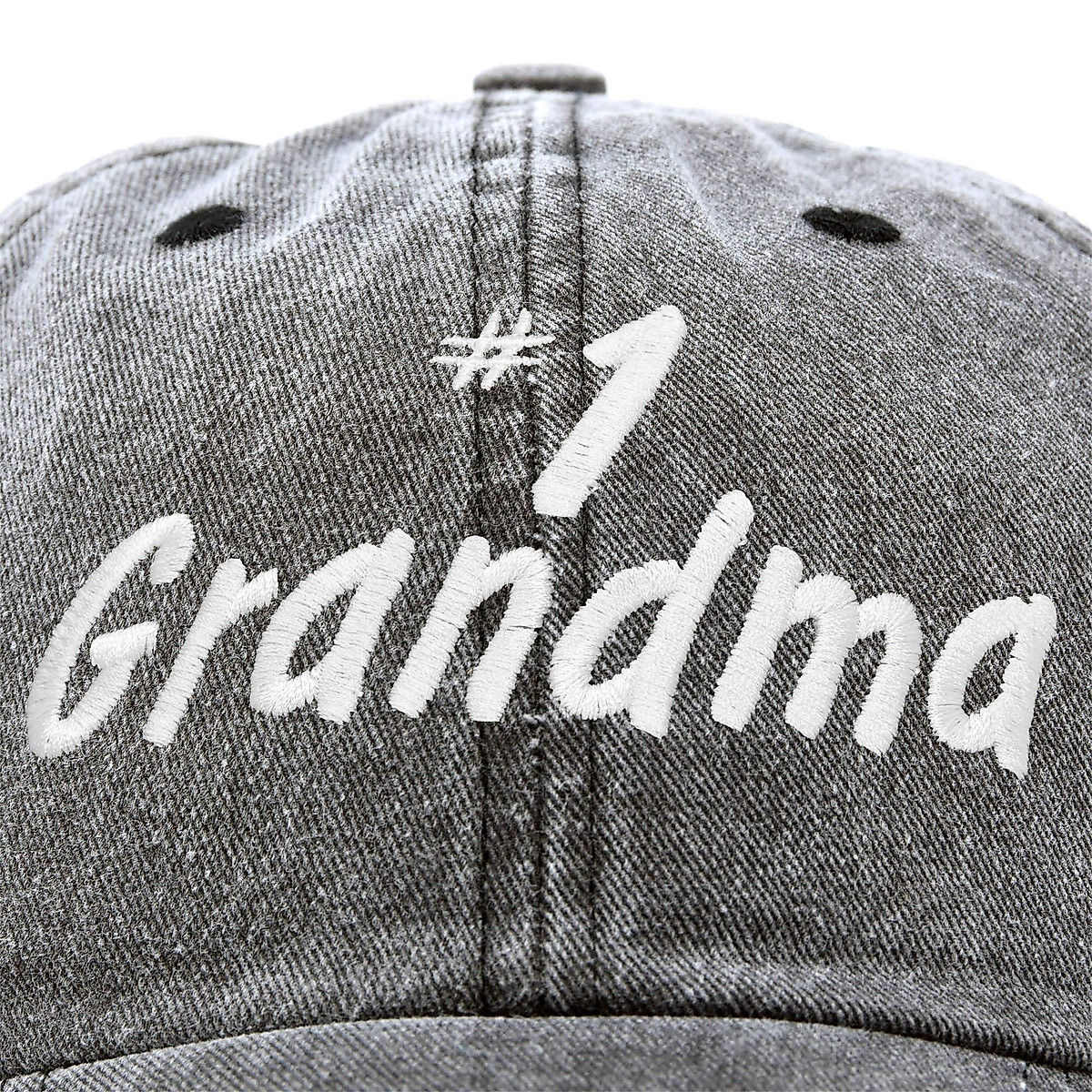 DALIX Number 1 Grandma Hat Gift Washed Cotton Baseball Cap in Washed Denim Black