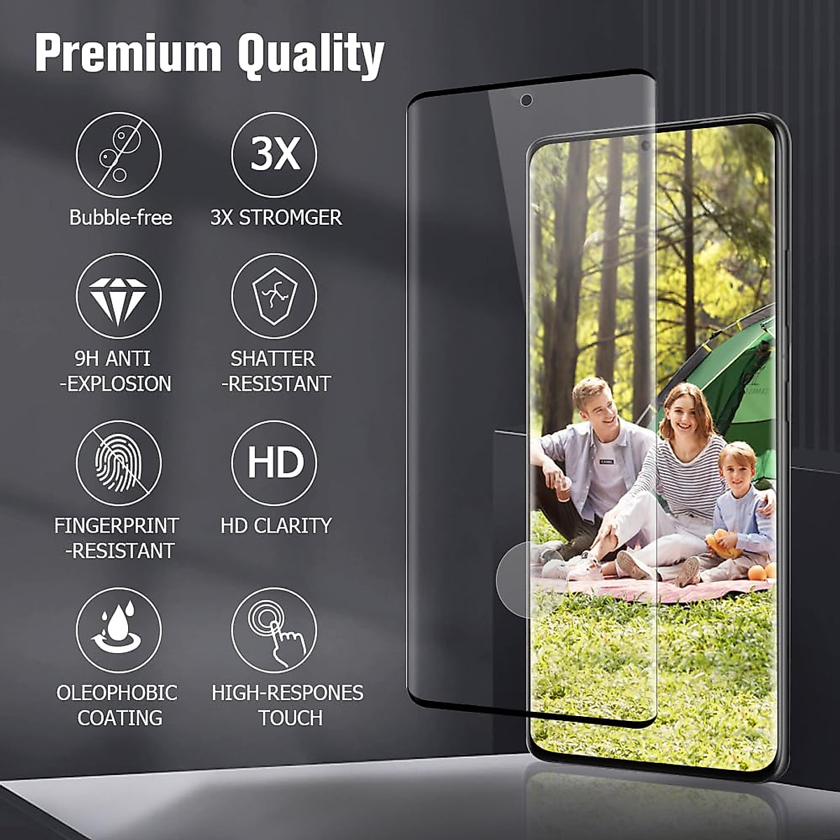 VITAVELAAA [2+2 Pack Galaxy S21 Ultra Screen Protector, Fingerprint Unlock, 9H Hardness Tempered Glass, Bubble Free, Premium HD Clear for Samsung Galaxy S21 Ultra Glass Screen Protector (6.8 Inch)