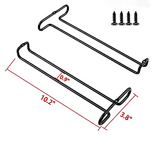 GeLive 10 Inch Under Cabinet Wine Glass Rack Stemware Holder Glass Storage Hanger Organizer for Kitchen and Bar Set of 2 (Black)