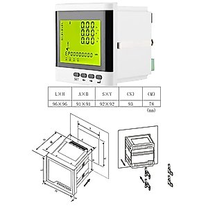 Three-phase Multifunctional Digital Energy Meter, High Accuracy Voltage Current Display, Programmable Electric Power Meter Digital LED Ammeter Voltmeter