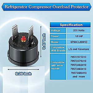 Dreyoo 2 Pcs Refrigerator Compressor Overload Protector, Replacement for 6750CL0001D Thermistor Assembly Parts, Replacement and Compatible with Some/LG and Kenmore Refrigerators