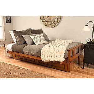 Kodiak Furniture Monterey Futon Set with Storage Drawers, with Barbados Base and Linen Charcoal Mattress