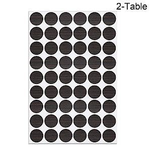 uxcell Screw Hole Covers Stickers Textured Plastic Self Adhesive Stickers for Wood Furniture Cabinet Shelve Plate 21mm Dia 108pcs in 2Sheet Dark Coffee with Grain