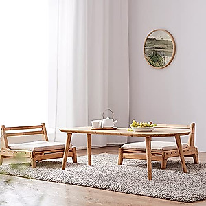 CENZEN Bamboo Floor Chair for Sitting on The Floor Unique Janpanese Meditation Chair Seat with Cushion for Living Room Balcony Chair Accent Furniture, Large