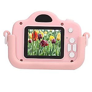 Jopwkuin Digital Camera for Kids, Music Play Rounded Shape Design Kids Camera 1-4x Anti Skid for Taking Pictures Recording for Gift(Pink)