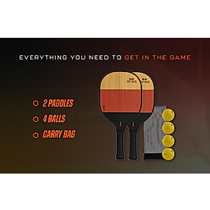 Orca Paddle Co. Echo Pickleball Paddles, Set of 2, with 4 Pickleballs, Mesh Bag - Racket for Beginners, Intermediate, Advanced Players - Pickle-Ball Accessories and Equipment