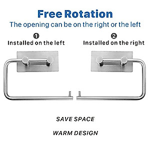 Flexzion Stainless Steel Self Adhesive Toilet Paper Holder Stand - Dispenser Tissue Roll Hanger Towel Storage Wall Mount Rustproof Brushed Finished for Bathroom Kitchen Lavatory Toilet Home (1 Pack)