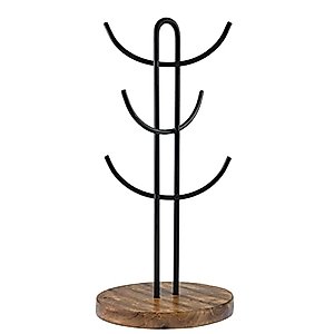 Tribello Coffee Mug Holder for Counter, Coffee Mug Tree Organizer for Kitchen - 6 Cup Holder - Modern Farmhouse Coffee Bar Accessories Steady Mug Tree Stand