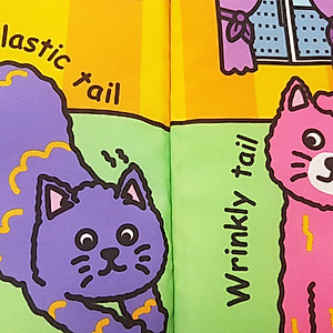 Zocita Baby Soft Animal Tails Activity Cloth Book with Crinkle Fabric, Kitty Tails