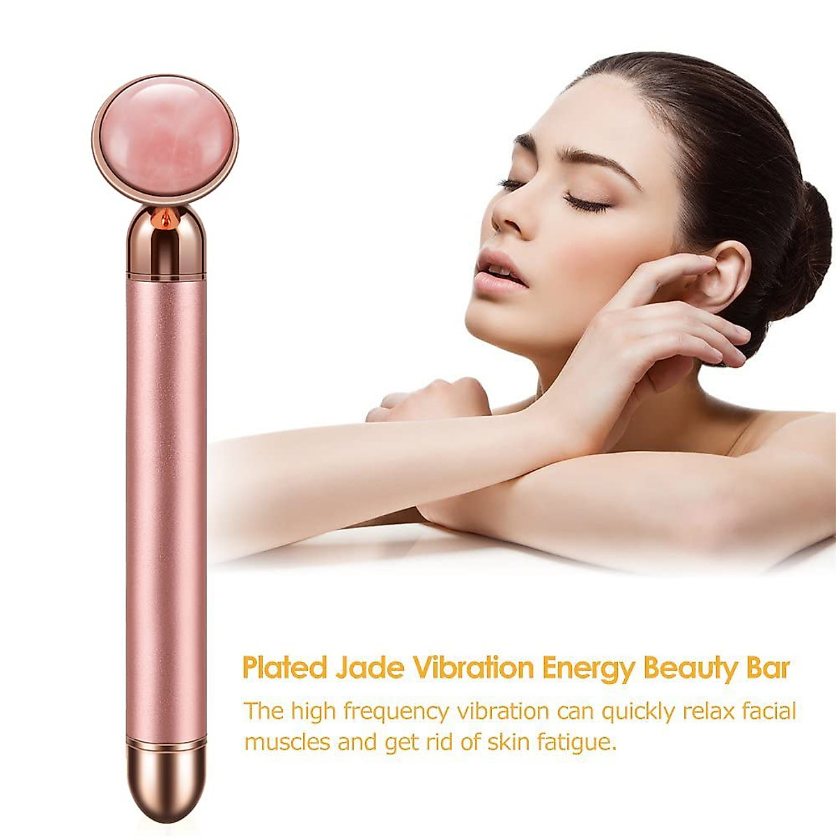 2 in 1 Electric Face Massager, Rose Golden 3D Roller and Jade Face Roller Face Massager roller Kit Gift Set for Face Skin Care Tools