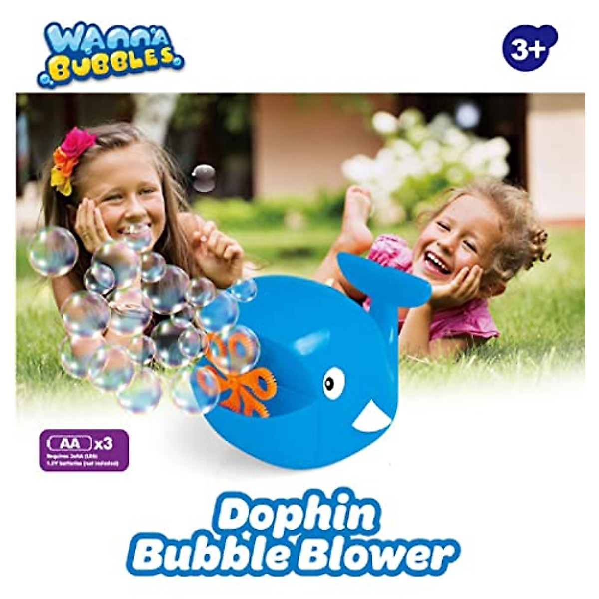 Wanna Bubbles Dolphine Bubble Machines | Animal Bubble Blower | Battery Operated Bubble Toy | (Dolphin, Pink)