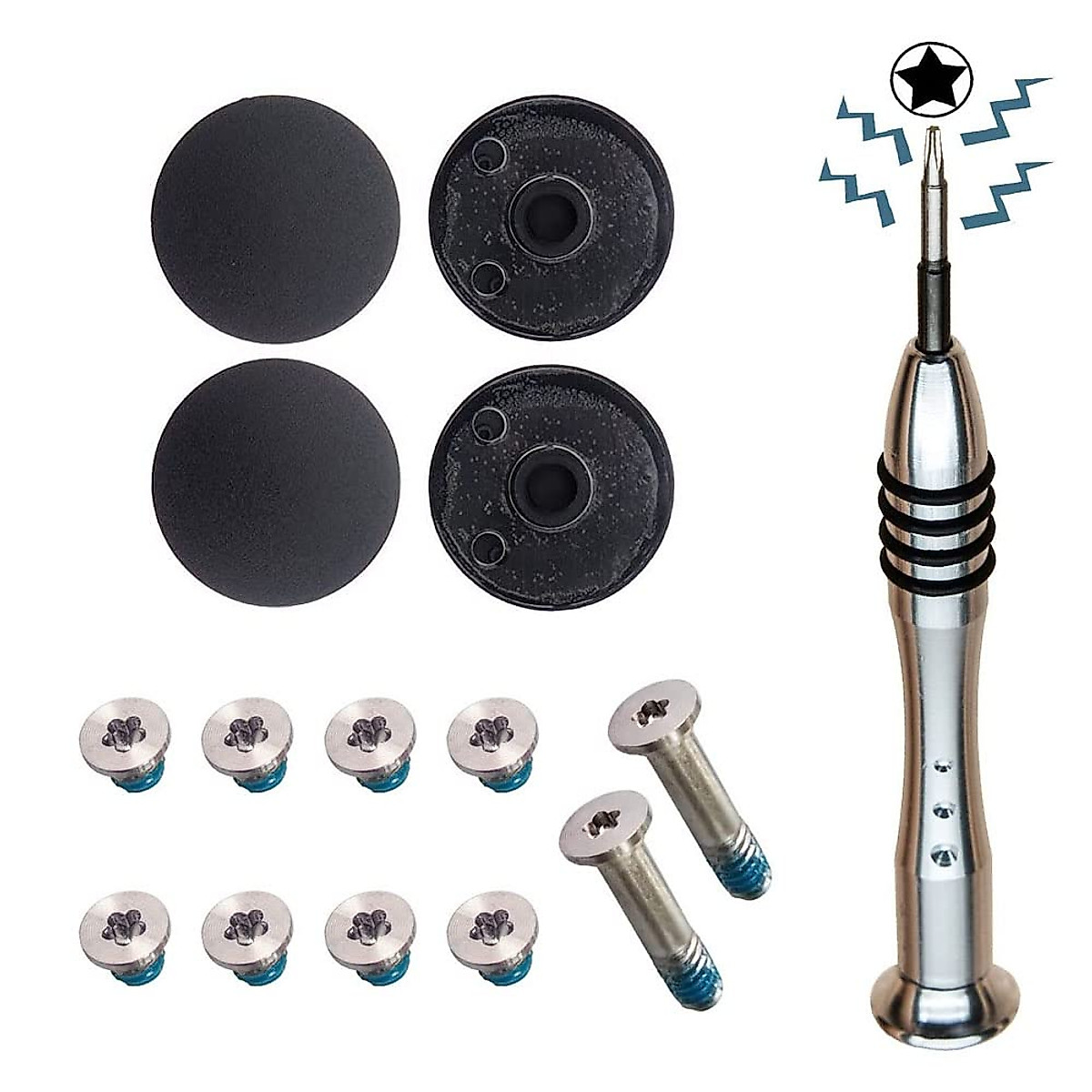 SLAUNT 4 Pack Rubber Case Feet and Replacement Screws (2 Long and 8 Short) Screwdriver Kit Set Compatible with Mac Book Air 11inch 13 inch A1370 A1369 A1465 A1466