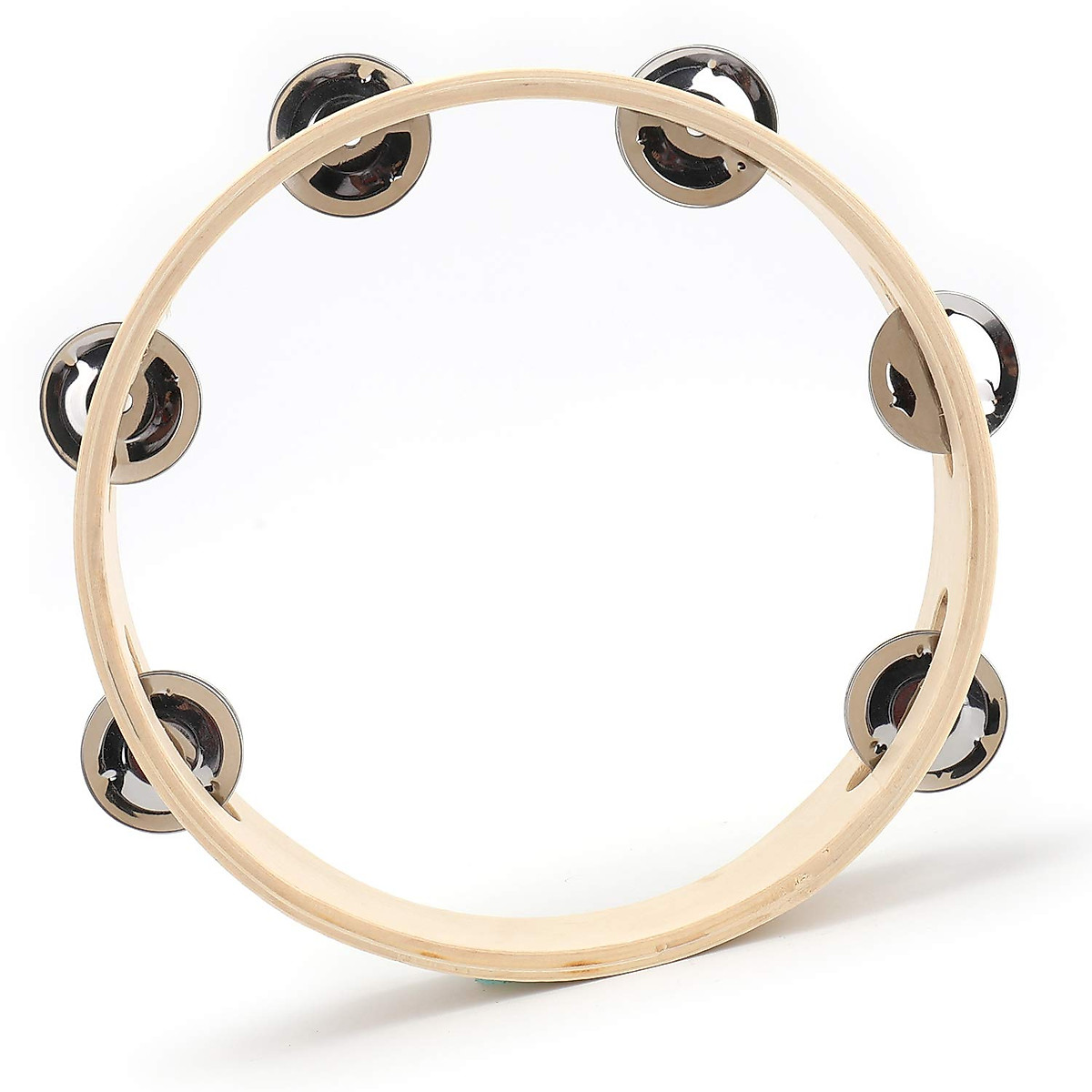 Tosnail 2 Pack 8" Wood Tambourine - Single Row 6 Pairs Jingles