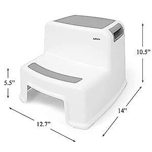 Toddler Step Stool for Kids, 2 Pack Step Stool for Toilet Potty Training Slip Resistant Soft Grip for Safety as Bathroom Potty Stool and Kitchen Dual Height and Wide Two Step