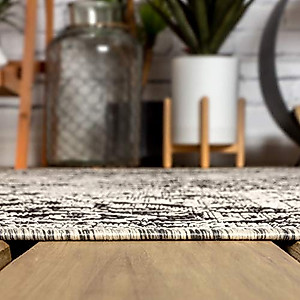 JONATHAN Y SMB102D-4 Rozetta Boho Medallion Textured Weave Indoor Outdoor Area -Rug Coastal Bohemian Rustic Glam Easy -Cleaning Bedroom Kitchen Backyard Patio Non Shedding, 4 X 6, Gray/Black