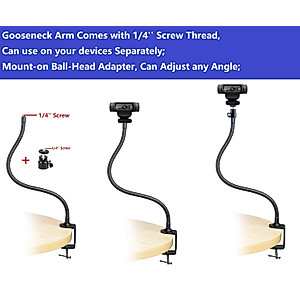 AceTaken Webcam Mount - Flexible Gooseneck Arm Clamp Stand Tripod for Logitech Webcam C920s C920 C930e C922x C930 C922 C925e C615 Brio - 25 inches