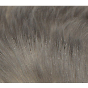 Faux Fur Long Pile Candy Shaggy Fabric White Backing 60" Wide Sold by The Yard (Grey)