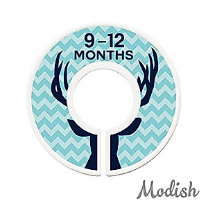 Modish Labels Baby Clothes Size Dividers, Baby Closet Organizers, Size Dividers, Baby Closet Organizers, Closet Dividers, Clothes Organizer, Nursery, Boy, Woodland, Deer, Navy, Teal Mint, Gray (Baby)