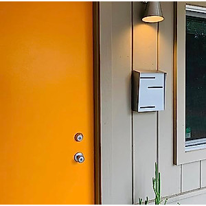 Mid Century Wall Mounted Mailbox - Vintage Retro Design, Large Size, White/Silver Finish