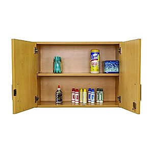 Tot Mate Wall Mounted Storage Lock Cabinet - 30in Wide | Ready-to-Assemble, Maple/Maple