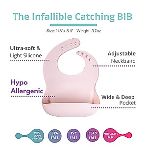 Lilow Silicone Baby Feeding Set | Baby Led Weaning Supplies | Suction Baby Plates and Bowls Set Bib Tiny Cup Spoon and Fork| First Stage Baby Dishes | Self Feeding Utensils Set for Eating Solid Food