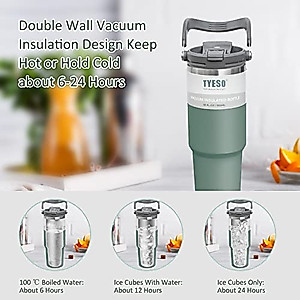 30 oz Tumbler with Lid and Straw - Stainless Steel Double Wall Insulated Tumbler with Handle, Coffee Mugs Boba Cup for Women Men, Water Bottle Travel Tumbler for Car/Home/Gym, Cold up to 24h Green