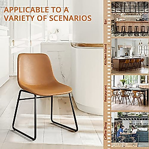 Centiar Faux Leather Indoor Kitchen Dining Chair Set of 4,Comfortable Farmhouse Chairs With Metal Legs, Modern Industrial Upholstered Chairs Suitable For Home, Bistro Coffee Shop,18",Whiskey Brown