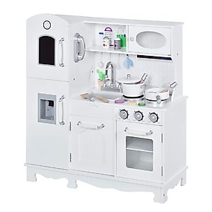Qaba Large Kids Kitchen Playset with Telephone, Water Dispenser Simulation Cooking Set