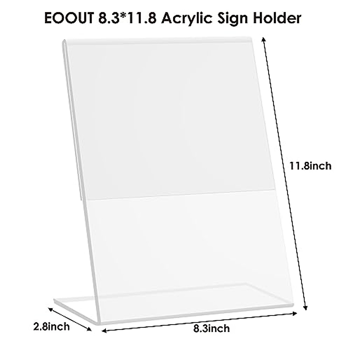 EOOUT Acrylic Sign Holder, A4 Size, 6 Pack, Plastic Flyer Display Holder, Slant Back Clear Paper, Document Menu Table Transparent Stand for Office, Store, Restaurant