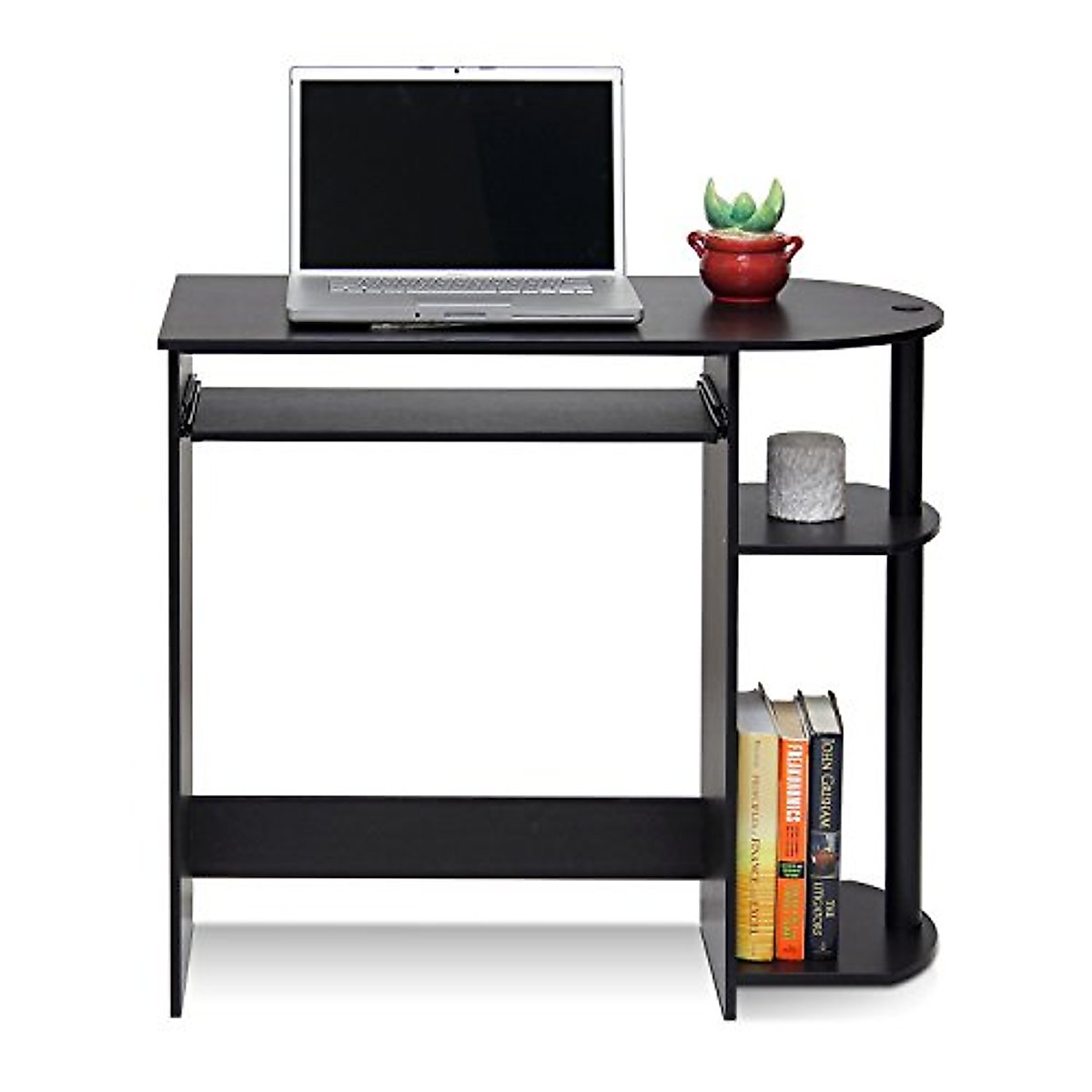 Furinno Simplistic Easy Assembly Computer Desk, With Keyboard Tray, Espresso/Black